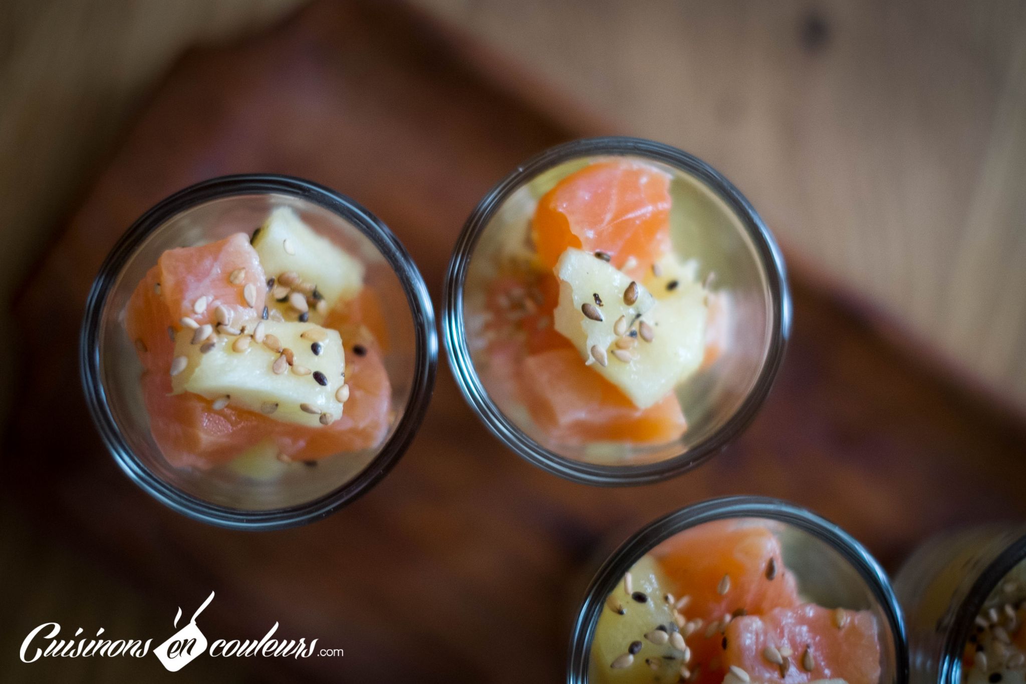 Verrines de truite fumée à la pomme et au kiwi - Cuisinons En Couleurs