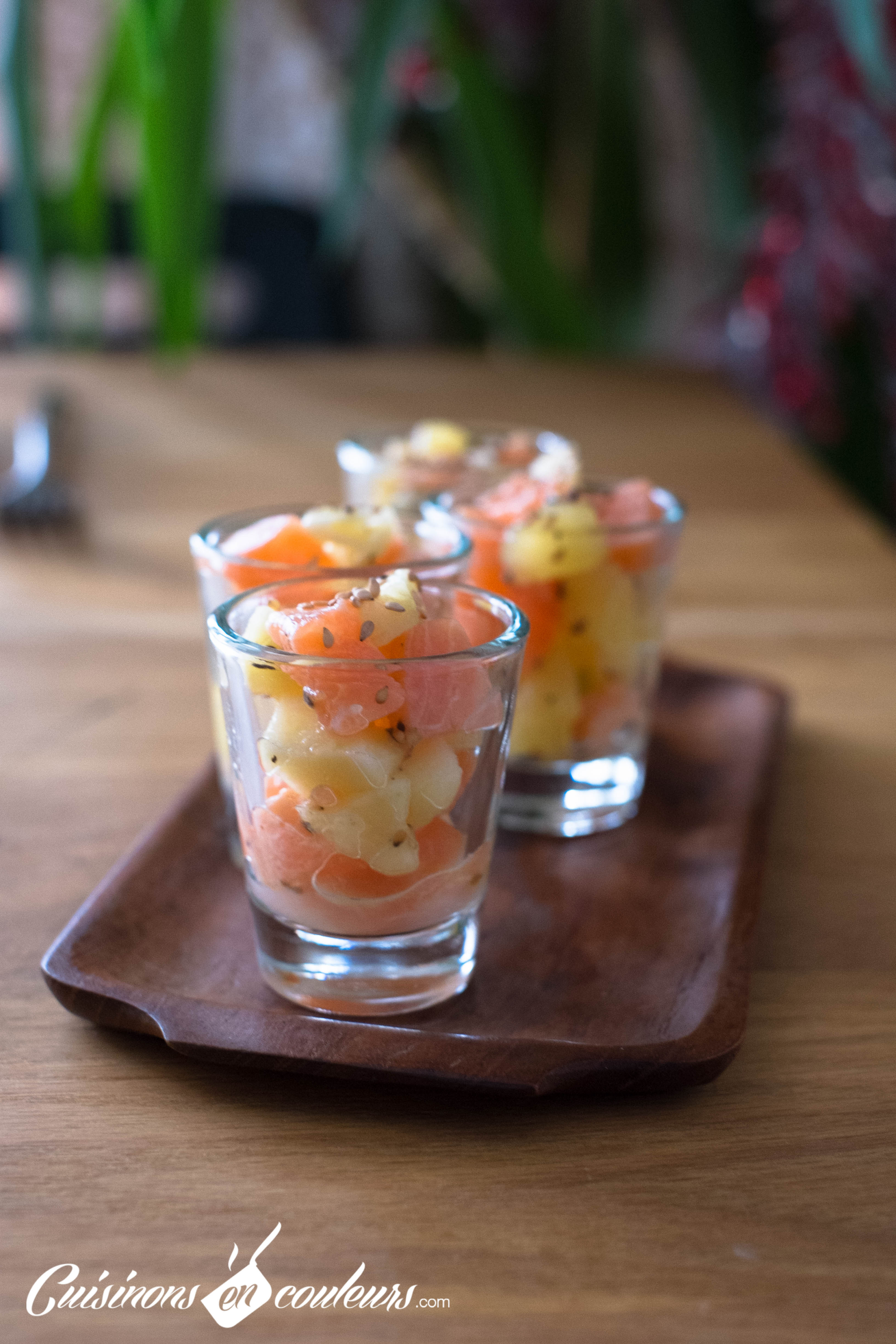 Verrines de truite fumée à la pomme et au kiwi - Cuisinons En Couleurs
